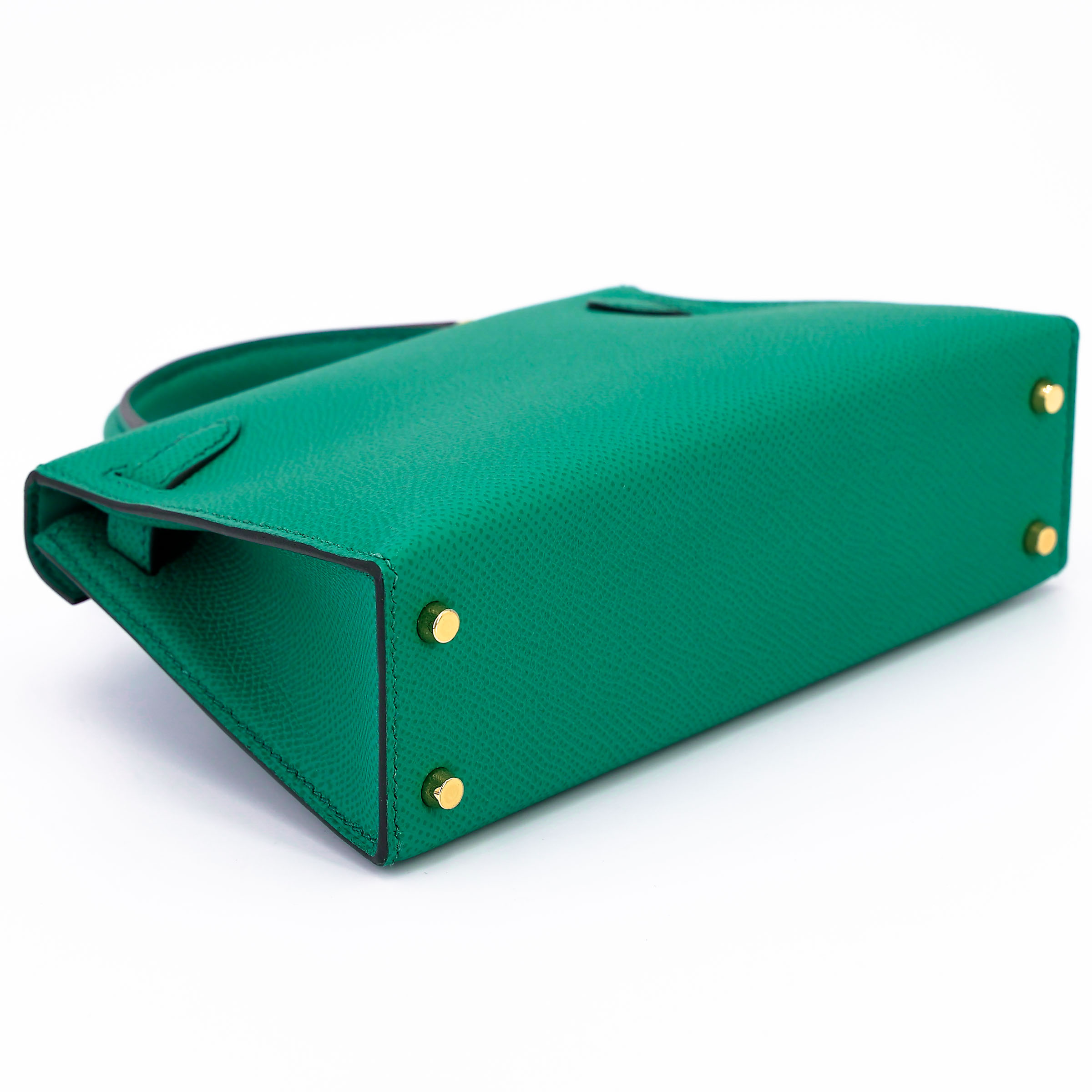Very Good ( Rank A) HERMÈS Mini Kelly II Vert Jade (O6) Epsom Gold ...