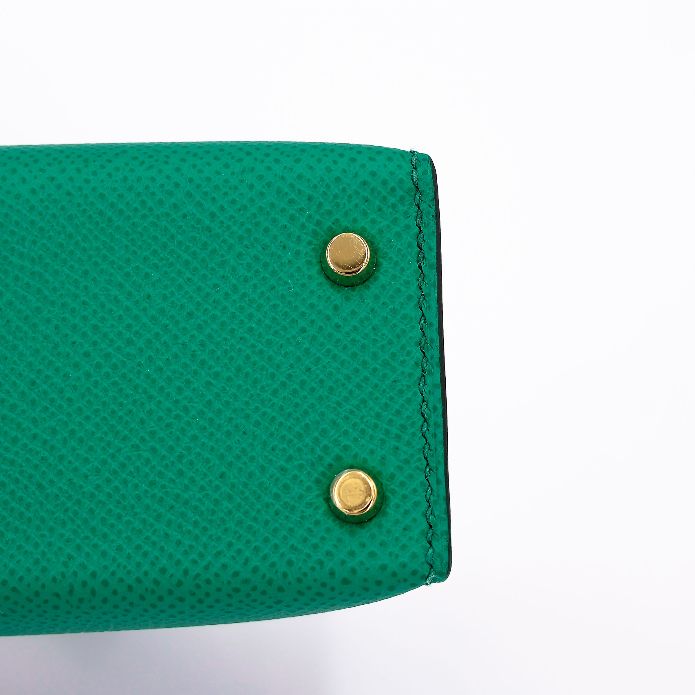Very Good ( Rank A) HERMÈS Mini Kelly II Vert Jade (O6) Epsom Gold ...